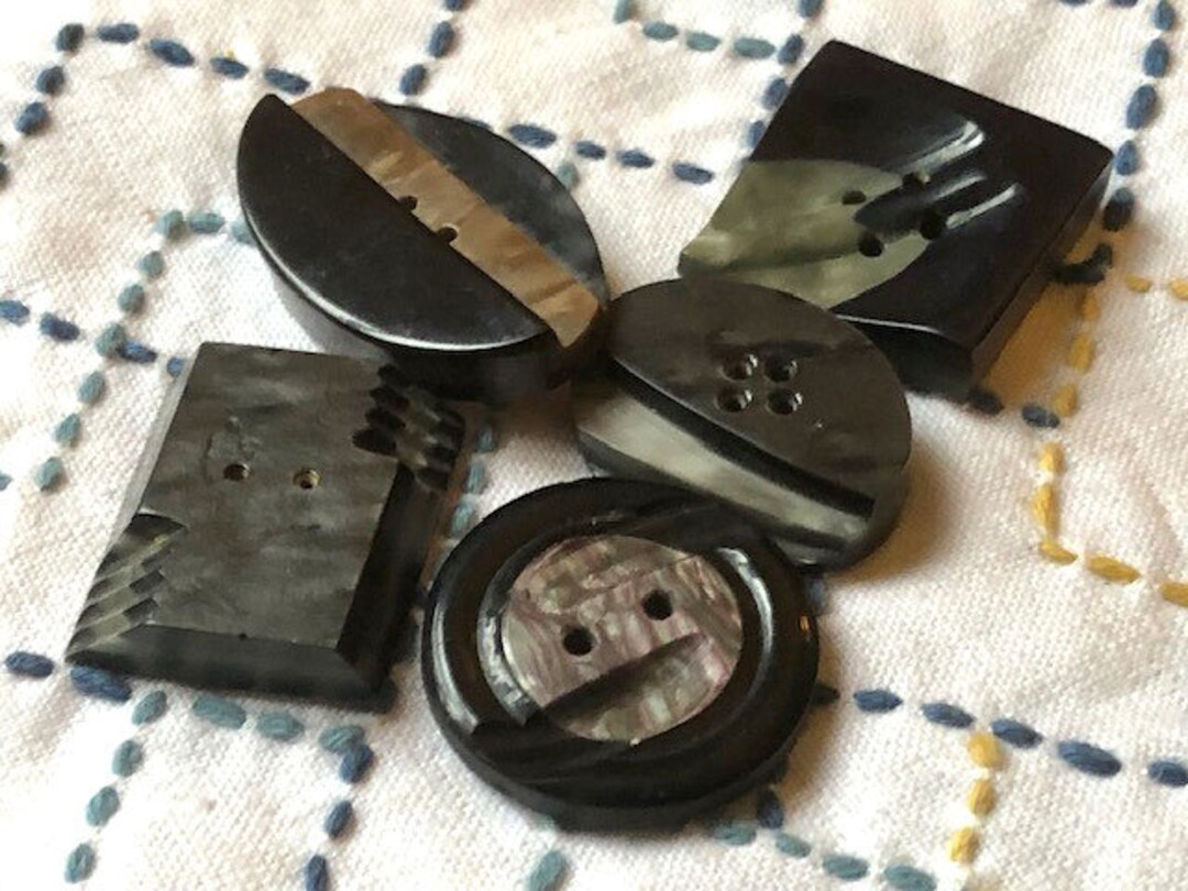 Group 5 Layered All Shapes Casein Buttons 1930's Brown, Grey - Etsy