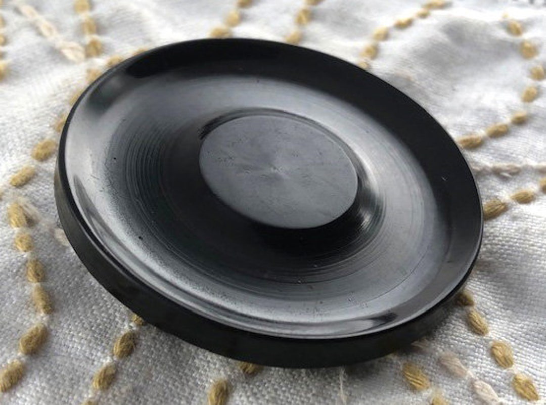 Large Black Galalith Button 1930's Metal Shank - Etsy