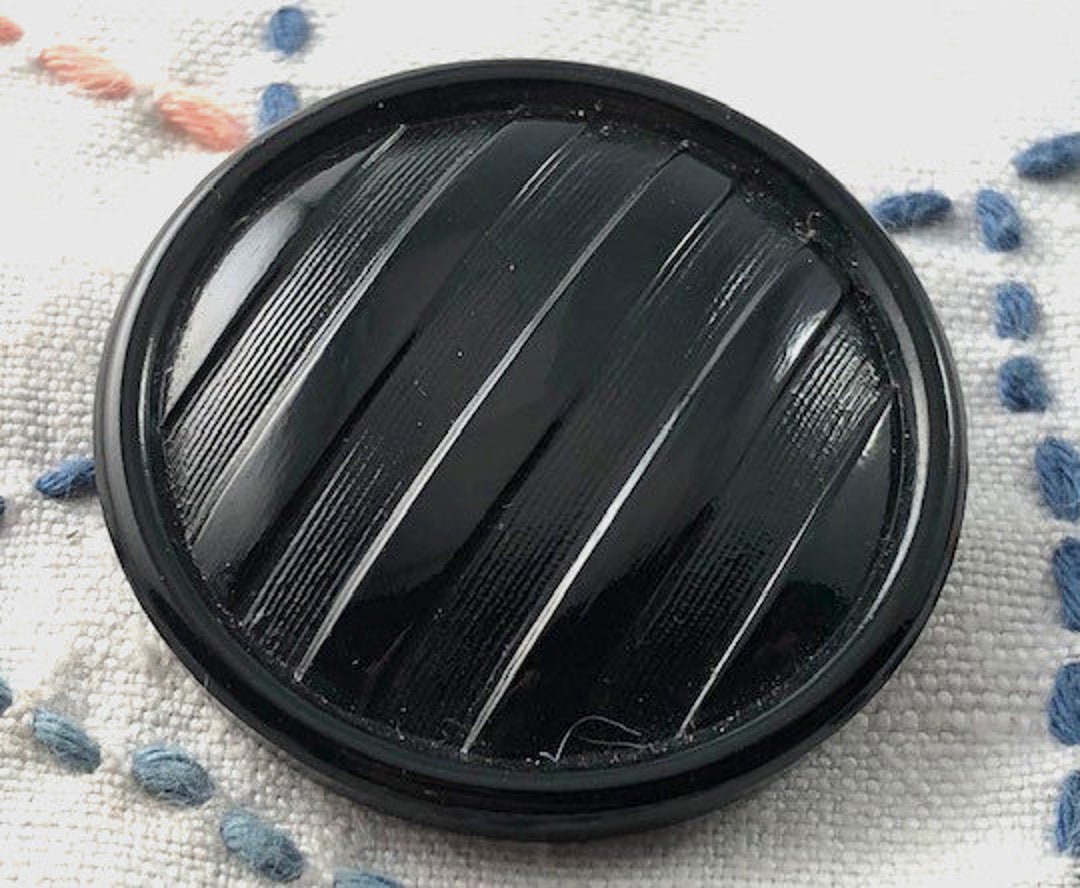 Large Art Deco Black Glass Button 3 Cm - Etsy