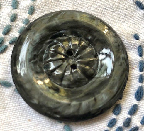 Dark Grey Marbled Galalith Button 1930's - Etsy