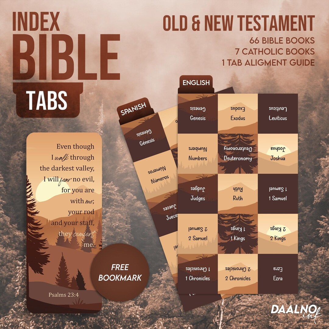Bible Tabs – Brown Forest | English-spanish | 66 Books + Extras | Easy ...