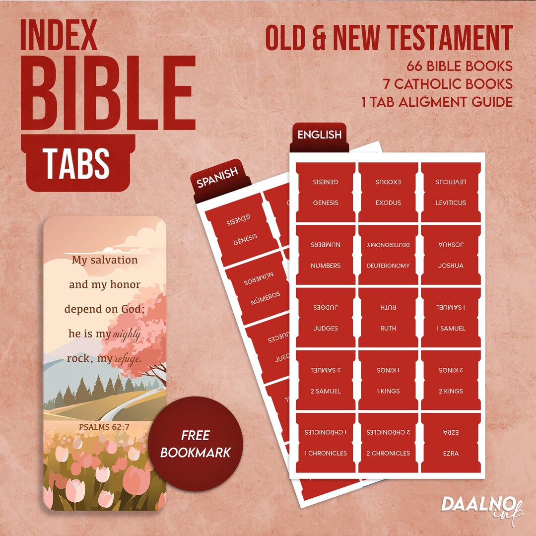 Bible Tabs – Plain Red | English-spanish | 66 Books + Extras | Easy ...