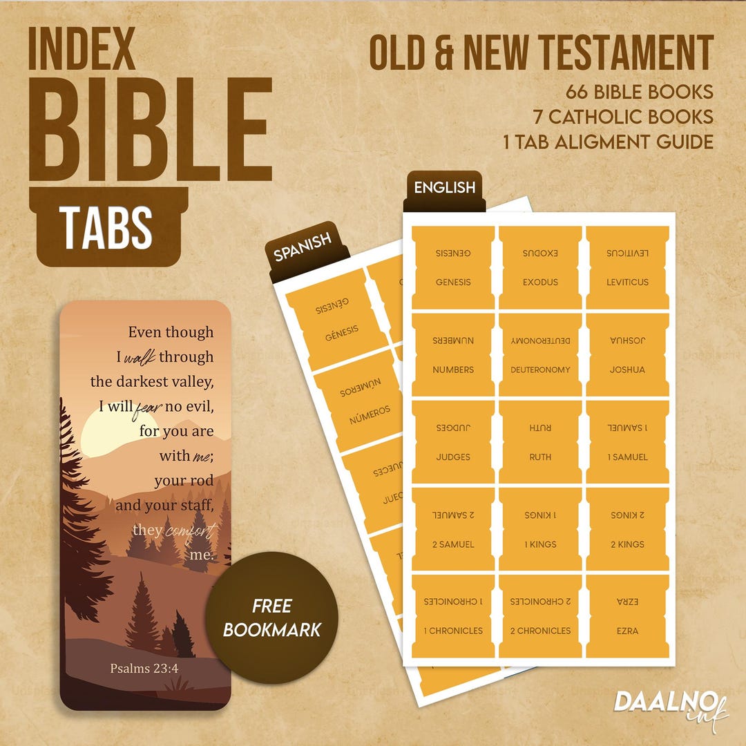English-spanish Bible Tabs Mustard - Etsy