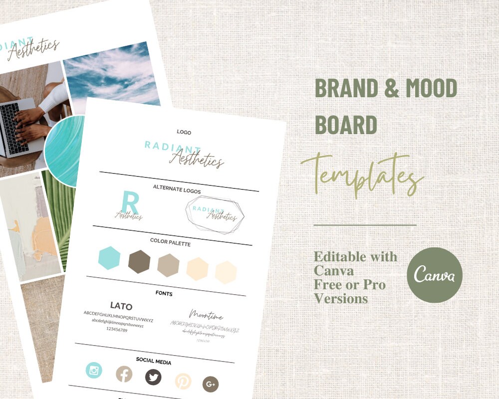 Brand Style Guide Canva Template, Brand Board Template, Mood Board ...