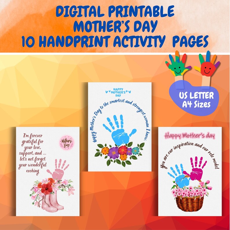 Mother's Day Handprint Activity Pages, Flower Bouquet, Hello Spring ...