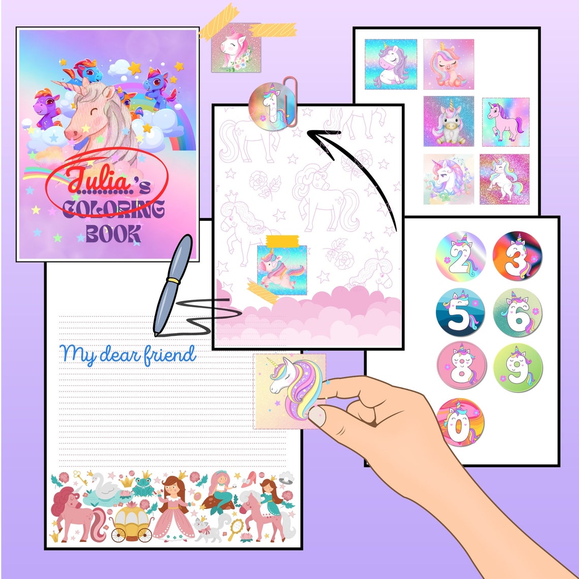 30 Unicorn Coloring Pages, Kids Activity Pages, Printable Unicorn ...