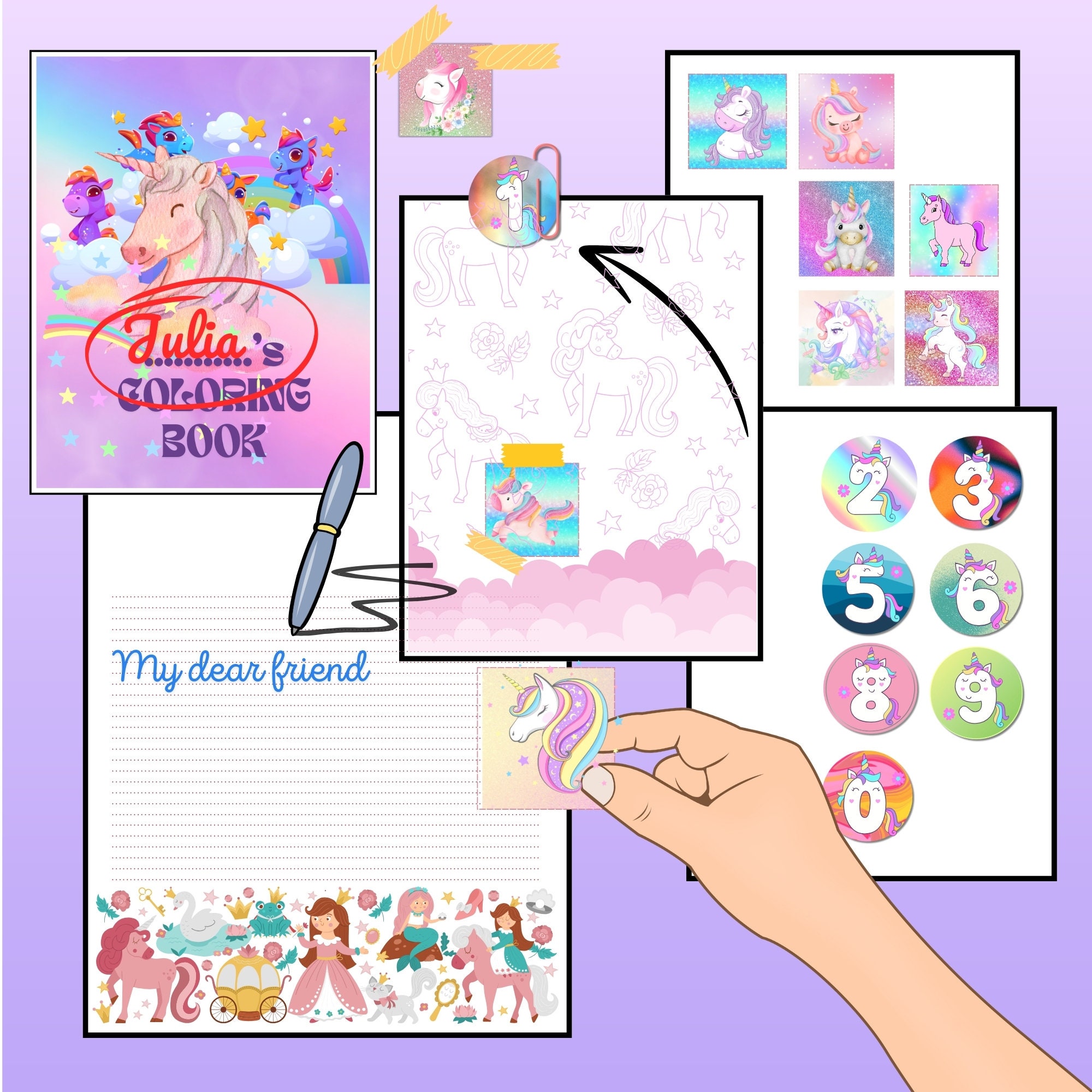 Unicorn Coloring Pages: Kids Activity Book, 30 Printable Sheets ...