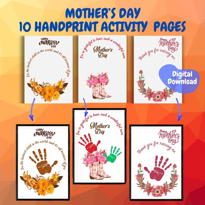 Mother's Day Handprint Activity Pages, Flower Bouquet, Hello Spring ...