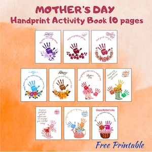 Mother's Day Handprint Activity Pages, Flower Bouquet, Hello Spring ...