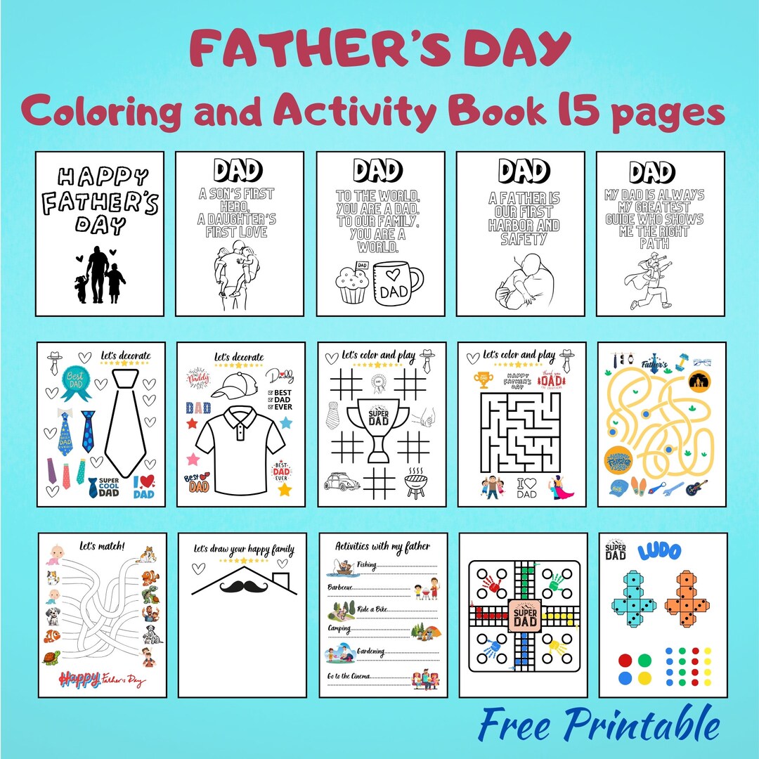Happy Father's Day Coloring Pages for Kids, Father's Day Activity Pages ...