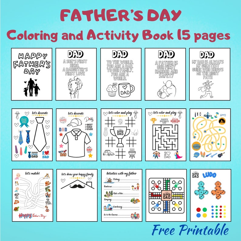 Happy Father's Day Coloring Pages for Kids, Father's Day Activity Pages ...