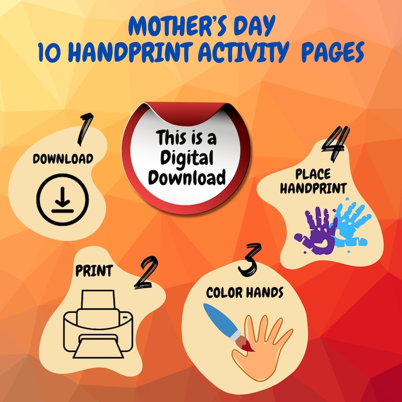 Mother's Day Handprint Activity Pages, Flower Bouquet, Hello Spring ...