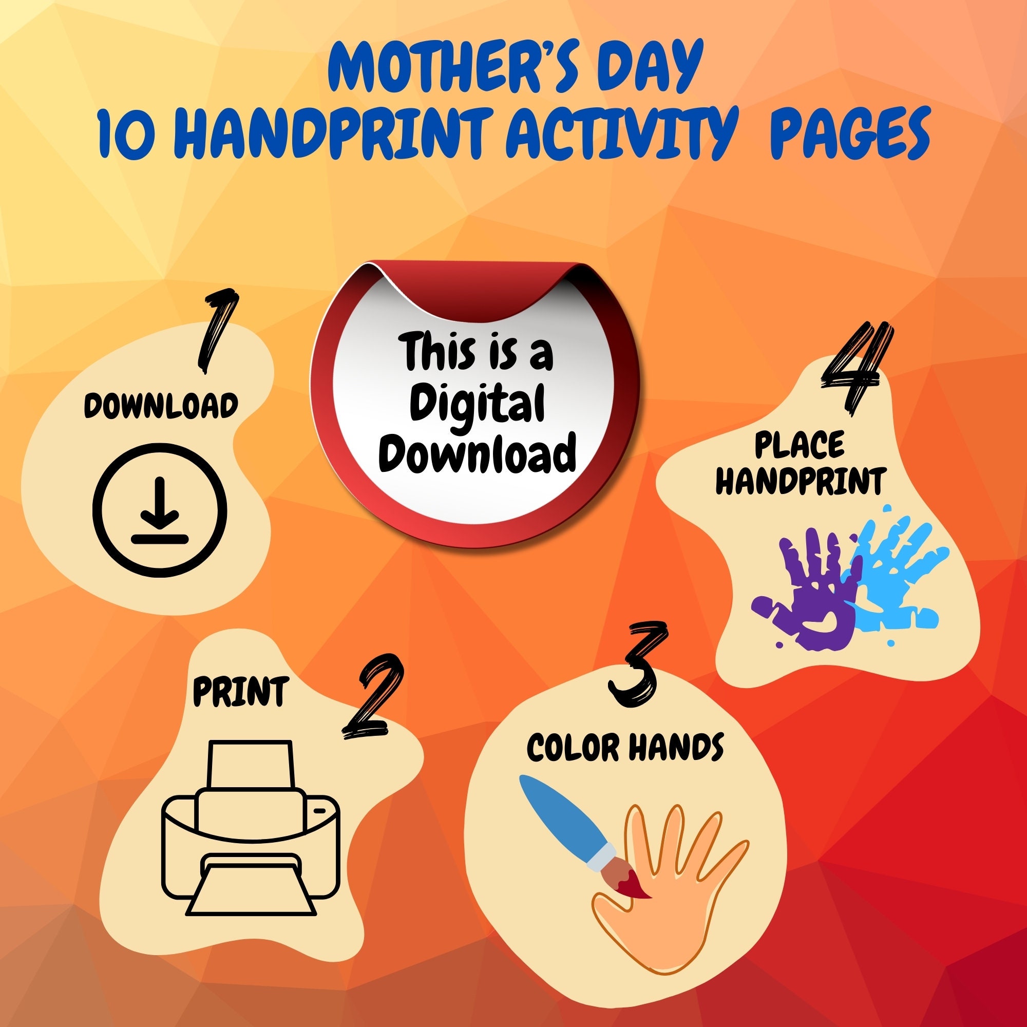 Mother's Day Handprint Activity Pages, Flower Bouquet, Hello Spring ...