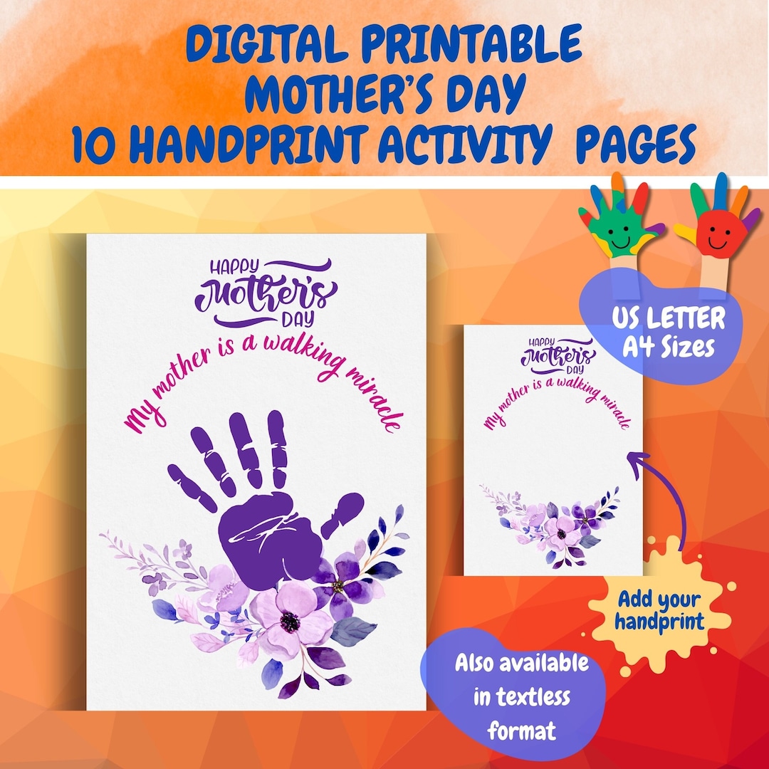Mother's Day Handprint Activity Pages, Flower Bouquet, Hello Spring ...