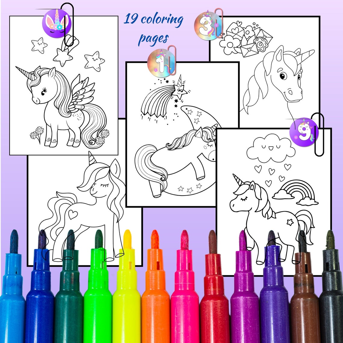 30 Unicorn Coloring Pages, Kids Activity Pages, Printable Unicorn ...