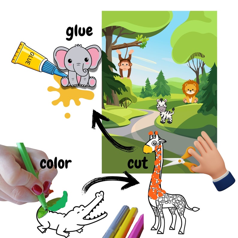 Safari Animals 15 Coloring Pages for Kids, Safari Animals Activity ...