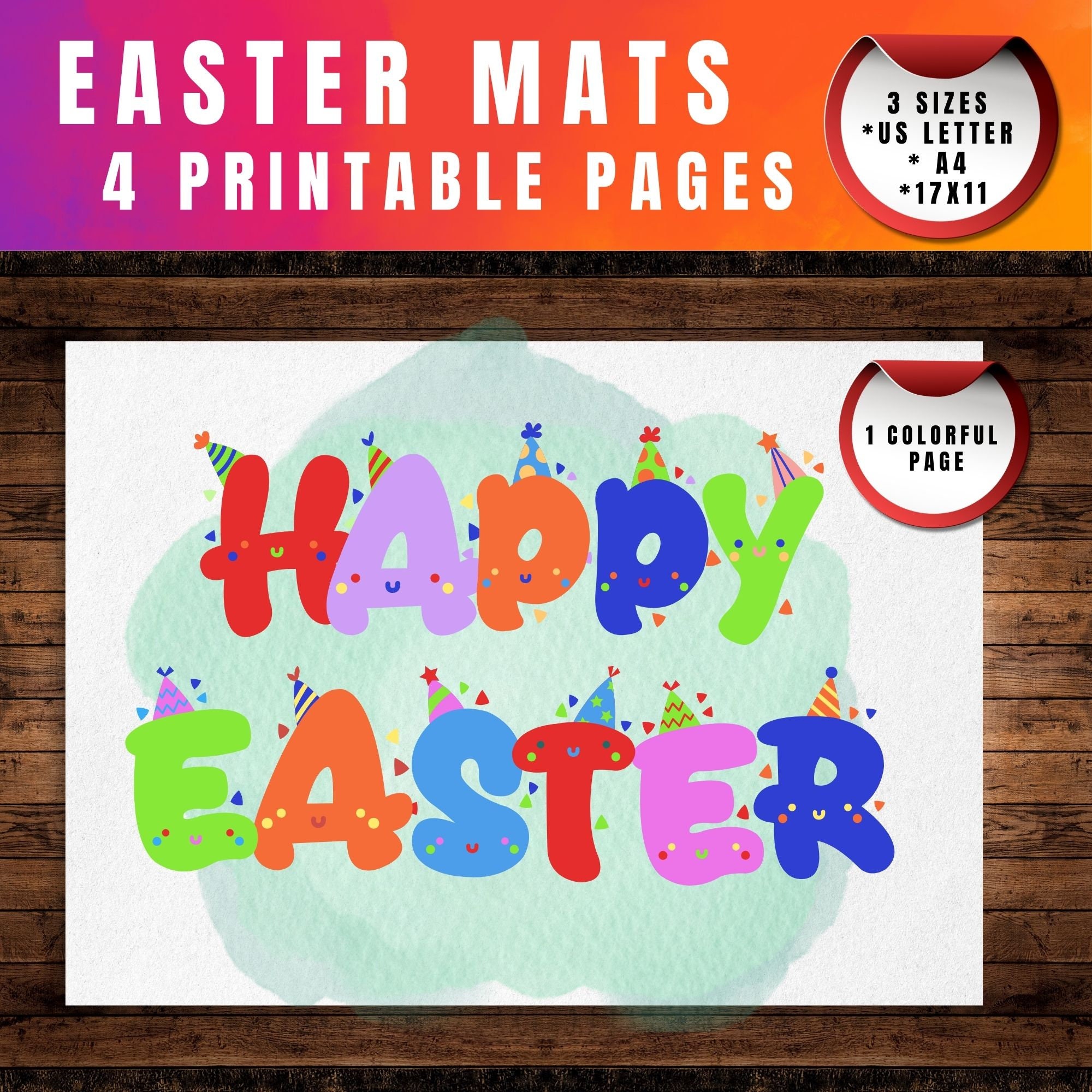 Easter Activity Placemat, Easter Coloring Printable, Easter Placemat ...