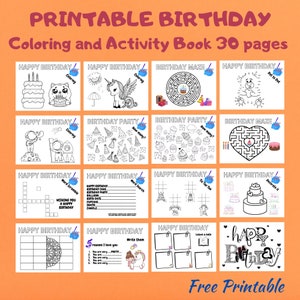 Birthday Coloring Book, 30 Activity Pages, Personalized, Printable ...