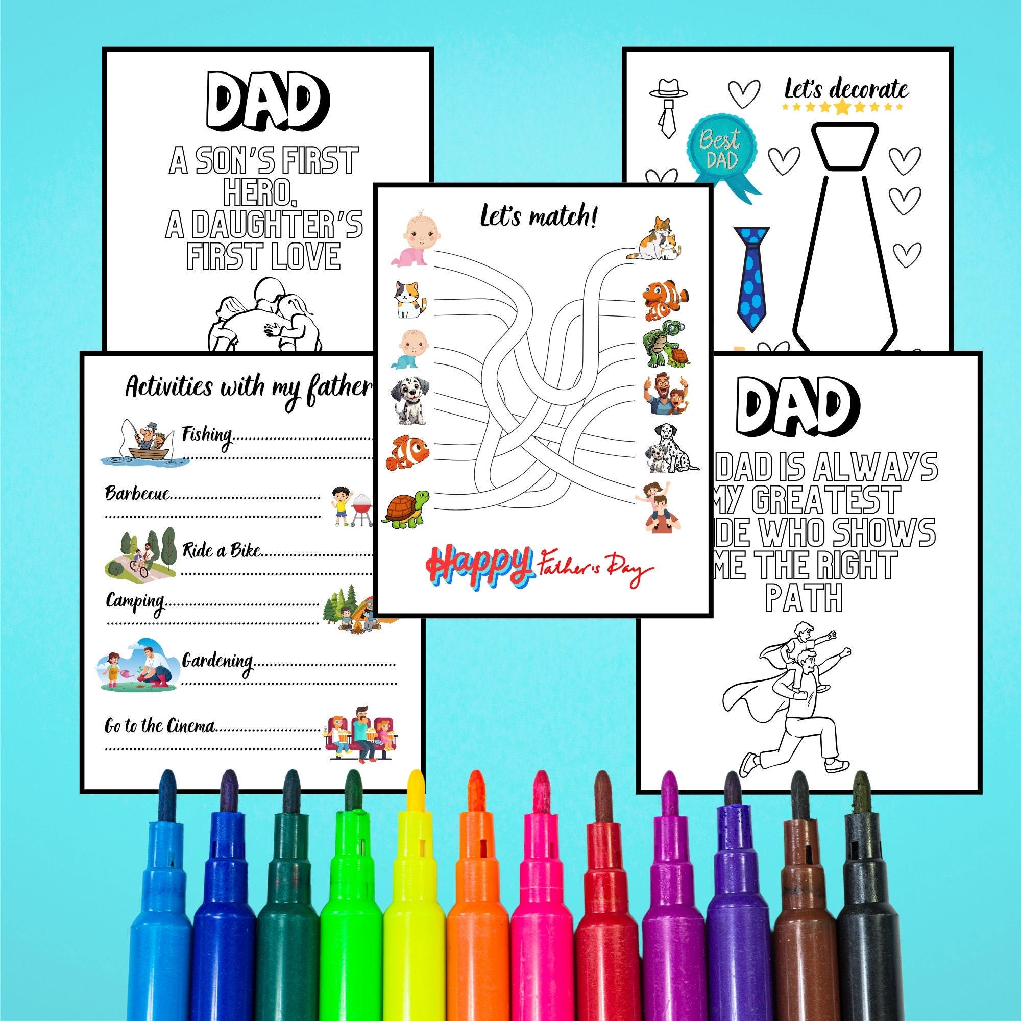 Happy Father's Day Coloring Pages for Kids, Father's Day Activity Pages ...