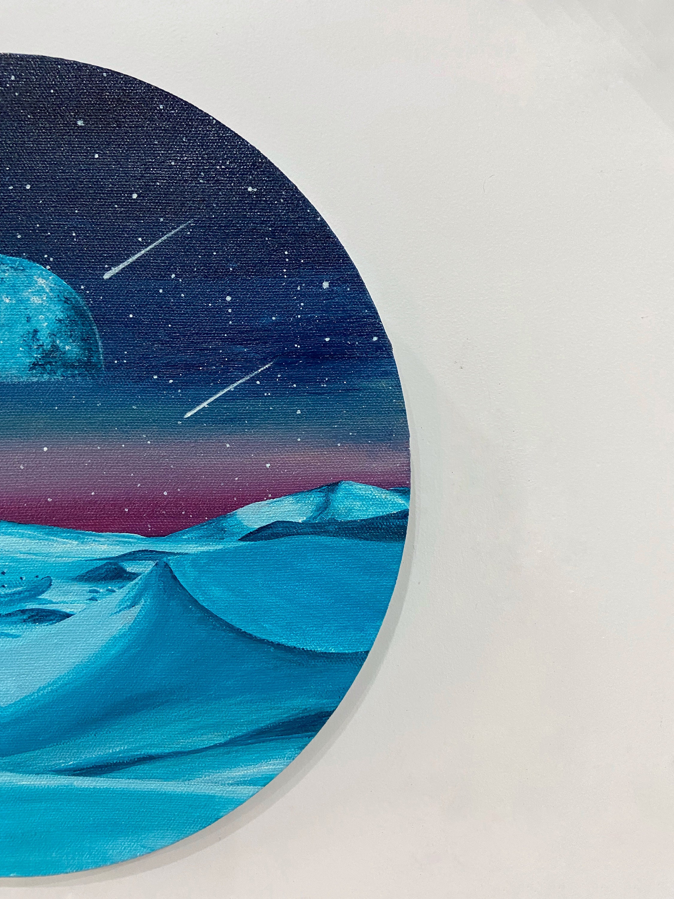 Round Canvas Painting Desert Moon - Etsy