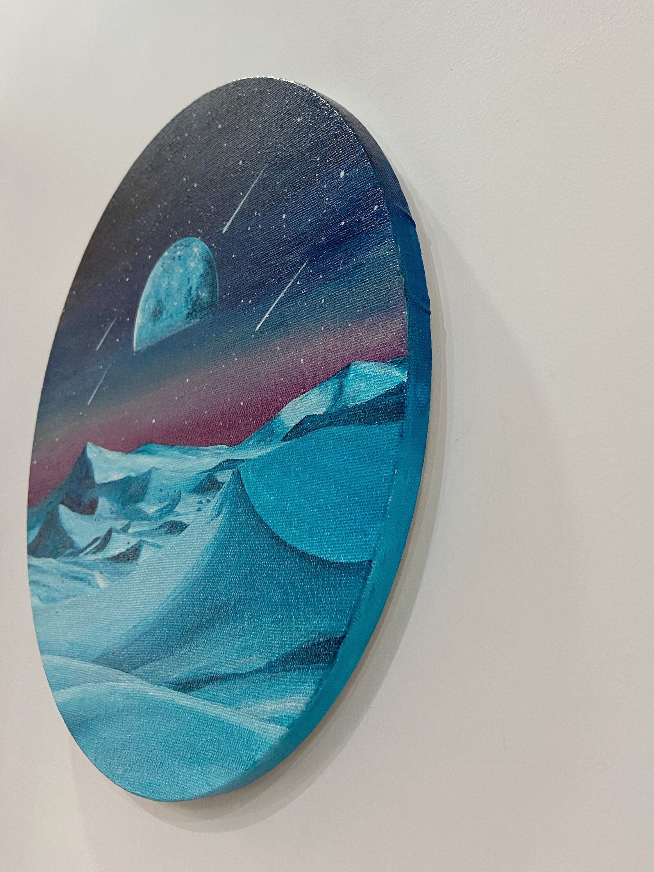 Round Canvas Painting Desert Moon - Etsy