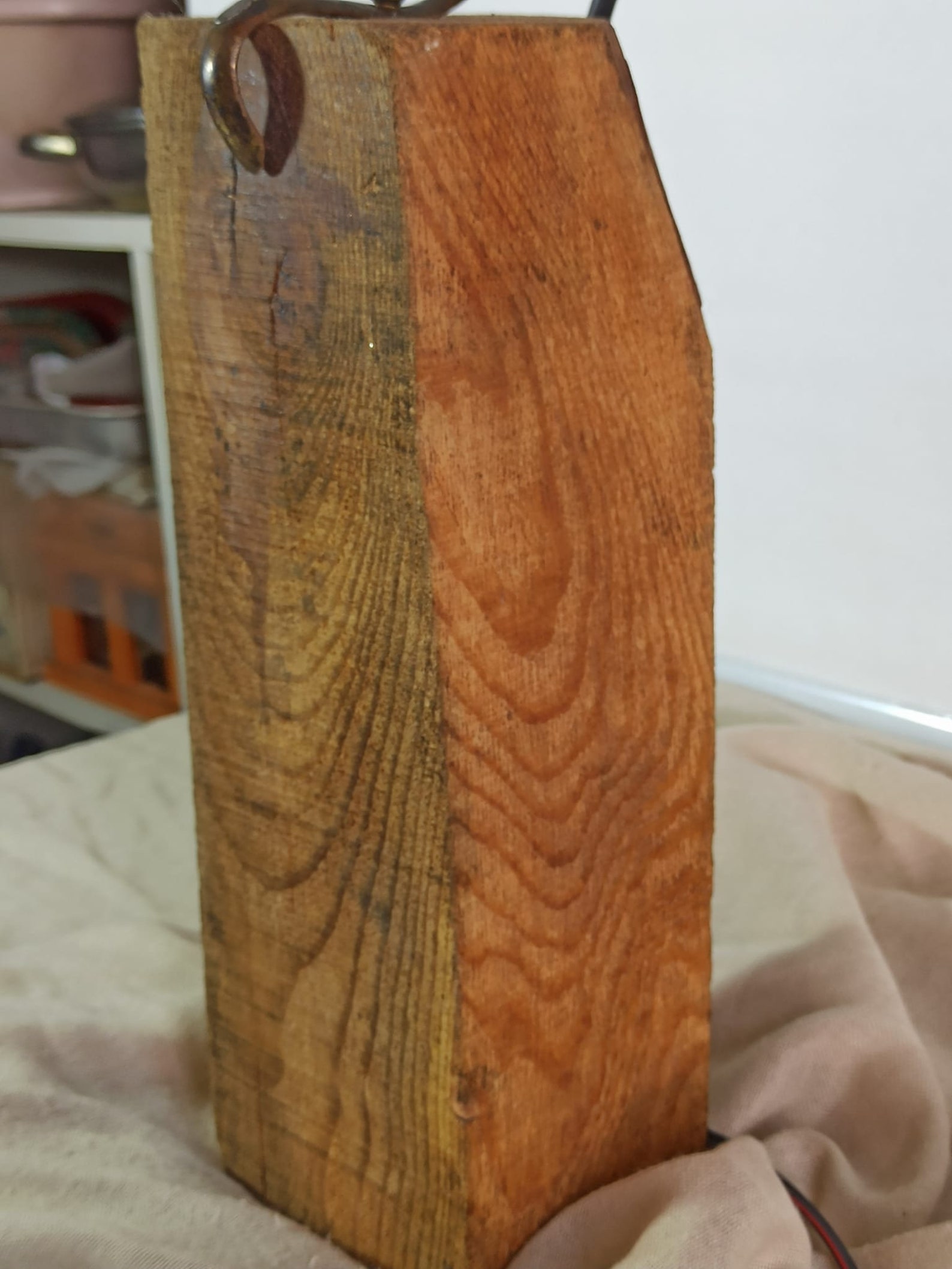 A Table Lamp or Work Lamp Made of Copper Material on Wood is a ...