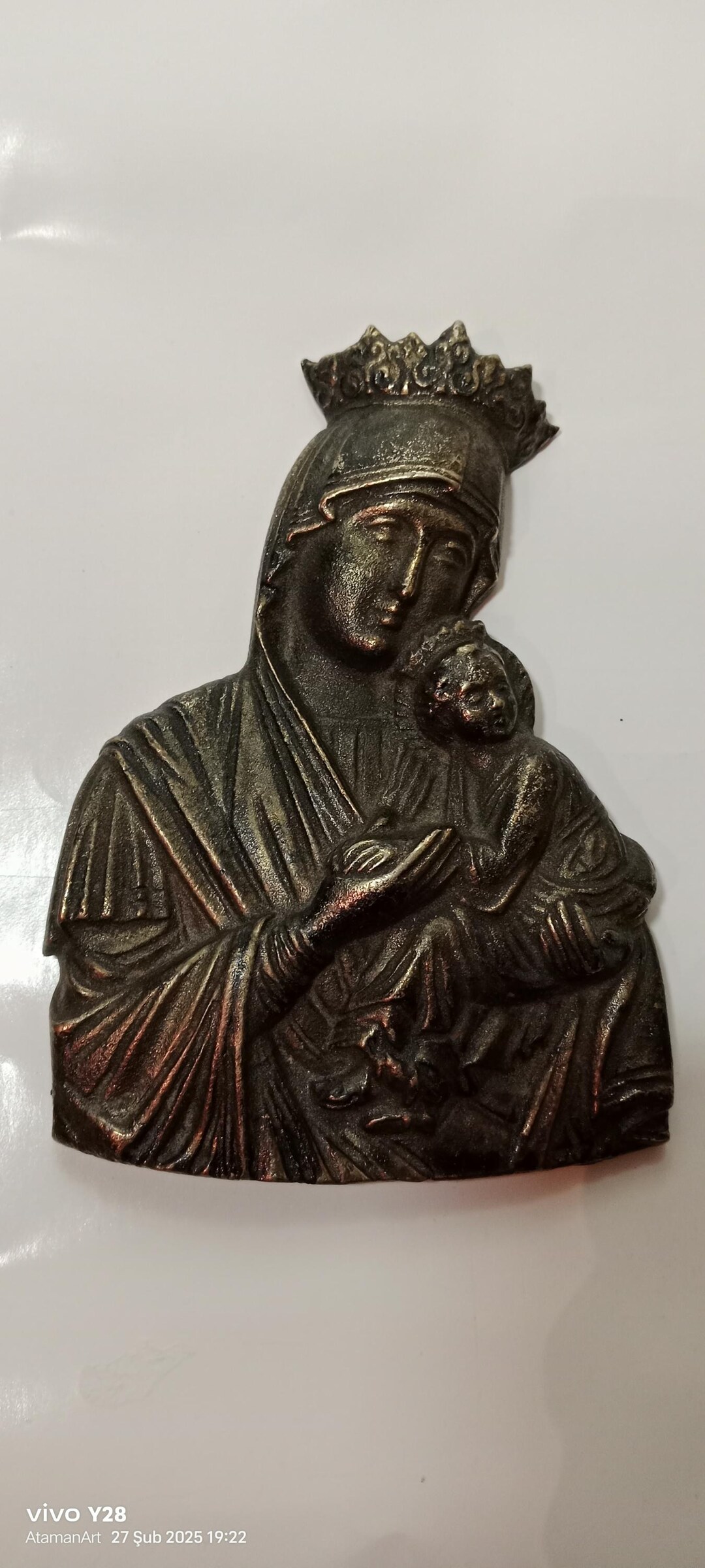 Religious Object. Brass Virgin Mary Icon, the Icon is Made of High ...