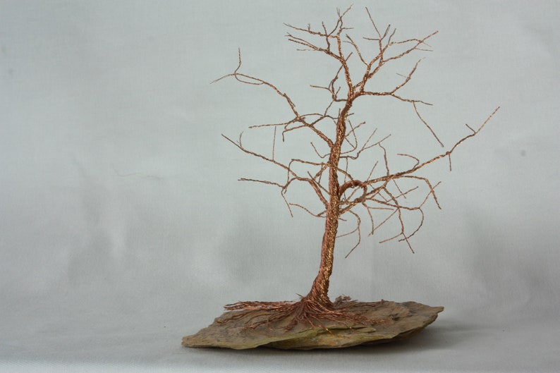 Tree Made of Copper Wire, Tree on Natural Stone, a Personalized, Unique ...