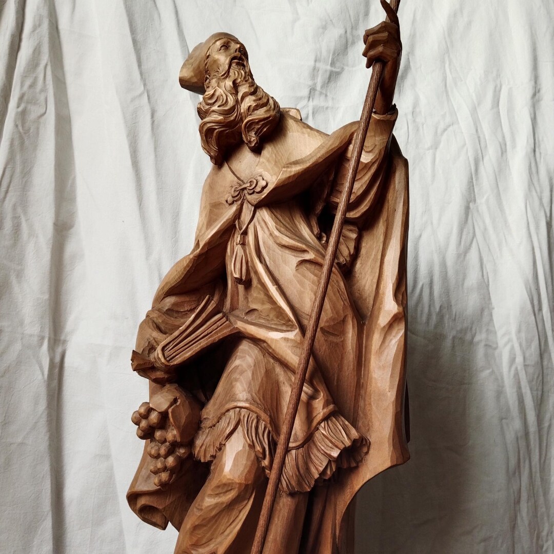 A 76 Cm Tall Religious Statue Handcrafted From a Single Piece of Wood ...