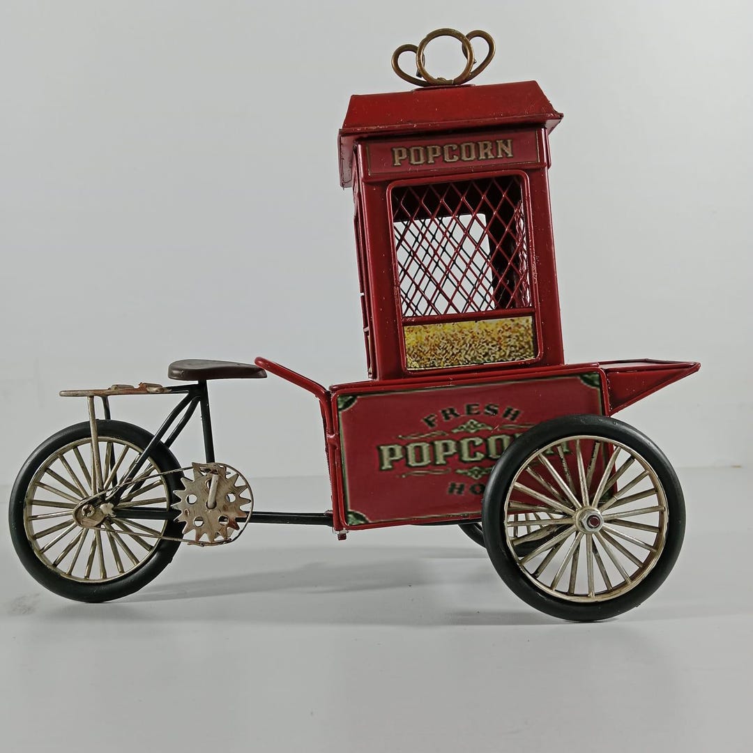 Red Popcorn Cart, Vintage Product, Handmade Popcorn Cart, Hand Painted ...