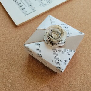 Music Note Origami Box, Handmade Gift Box, Upcycled Sheet Music, Rustic ...