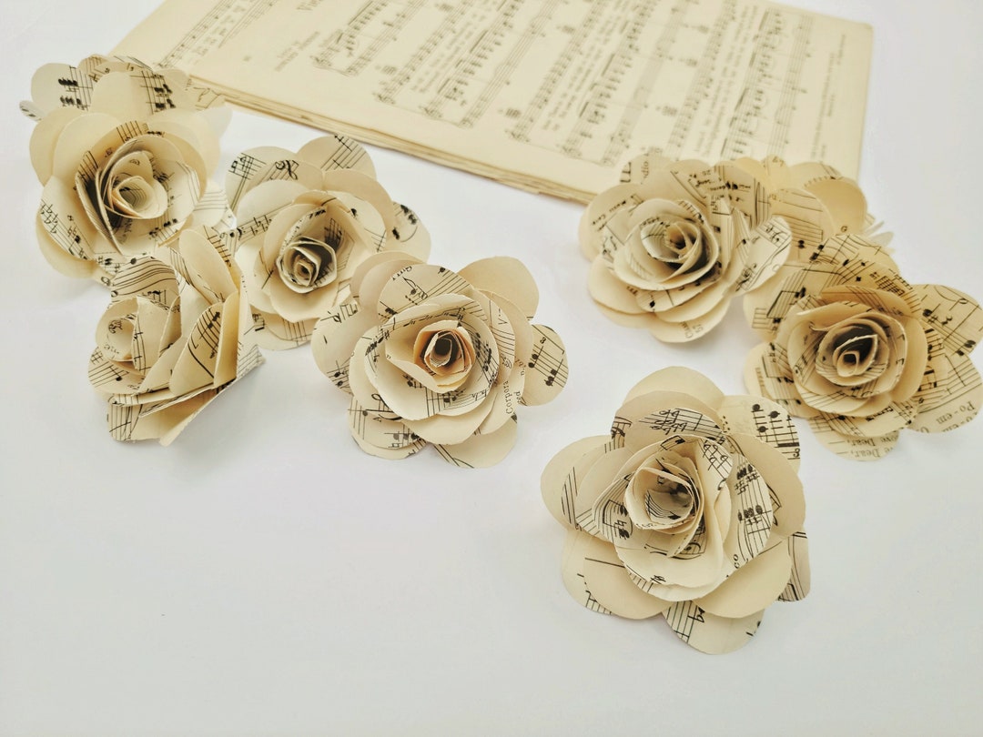 Vintage Sheet Music Rose, Musical Rustic Wedding Flower Centerpiece ...