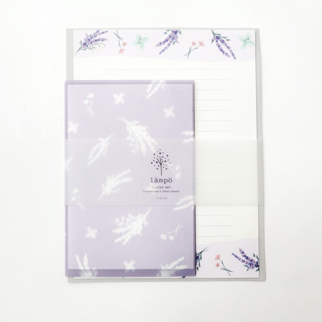 Purple Lavender Writing Letter Set, Letter Paper With Vellum Envelope ...