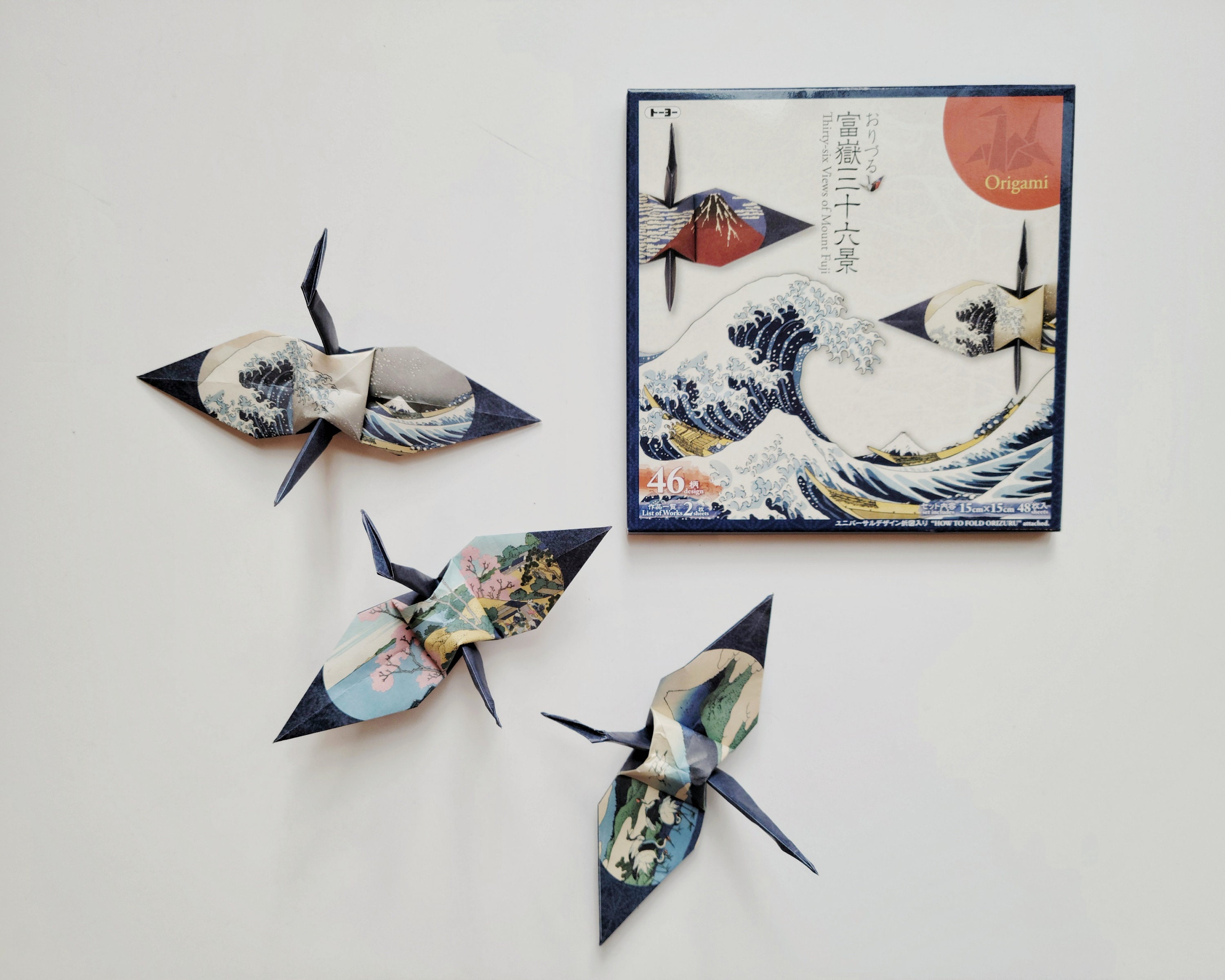 Origami Crane Folding Kit, Paper Crane Template, 36 Views of Mount Fuji ...