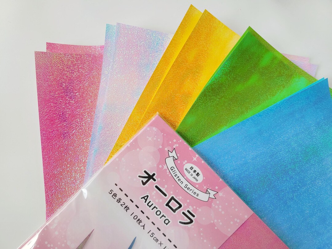 Iridescent Origami Paper Pastel, Aurora Square Folding Paper, 15x15cm ...