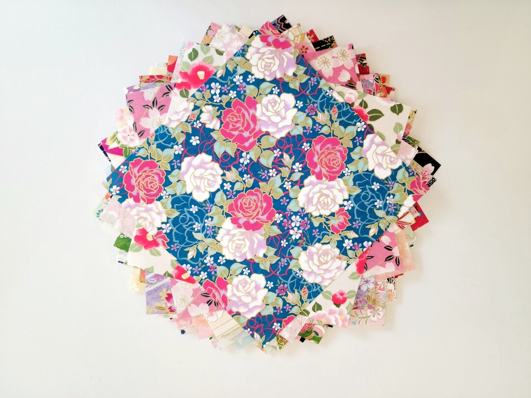 40 Assorted Yuzen Origami Paper, Chiyogami Gold Silver Accent, Handmade ...