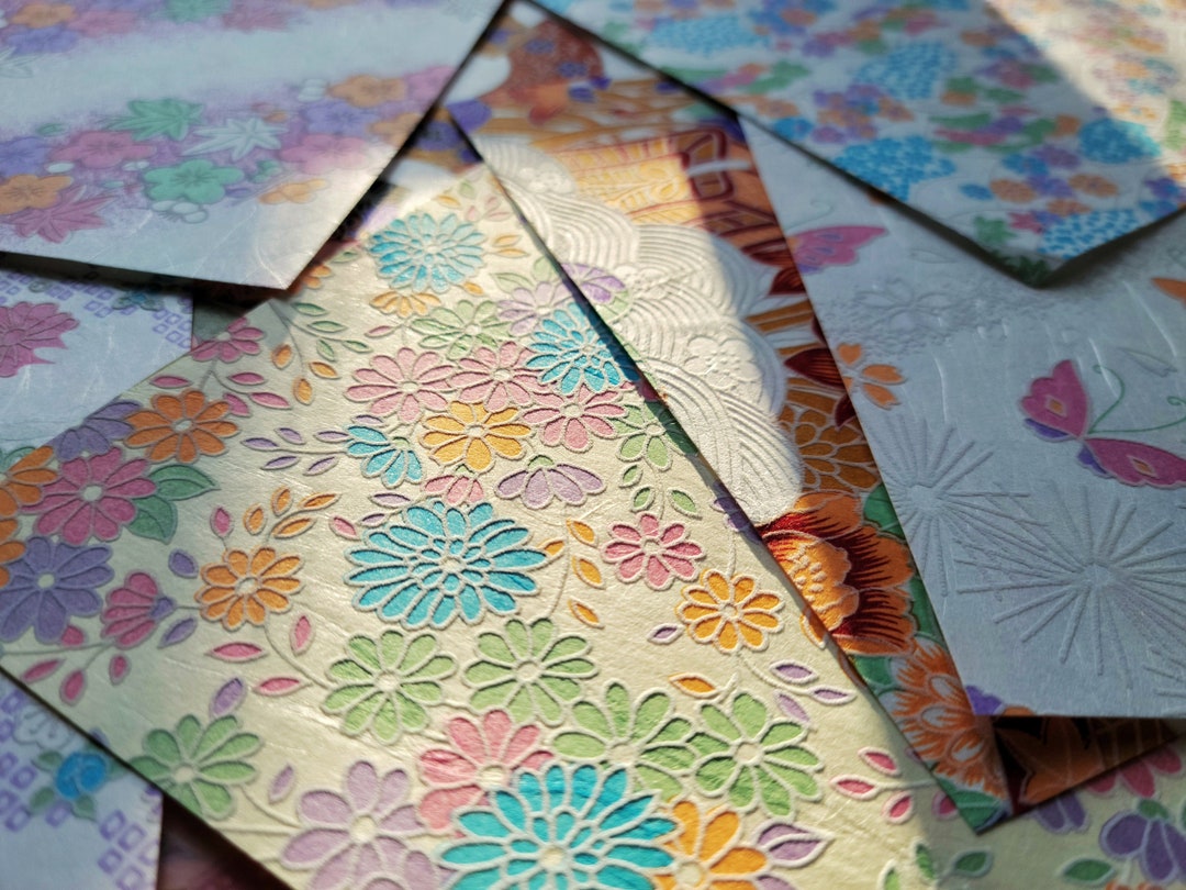 Embossed Yuzen Origami Paper, Textured Chiyogami Paper, Traditional ...