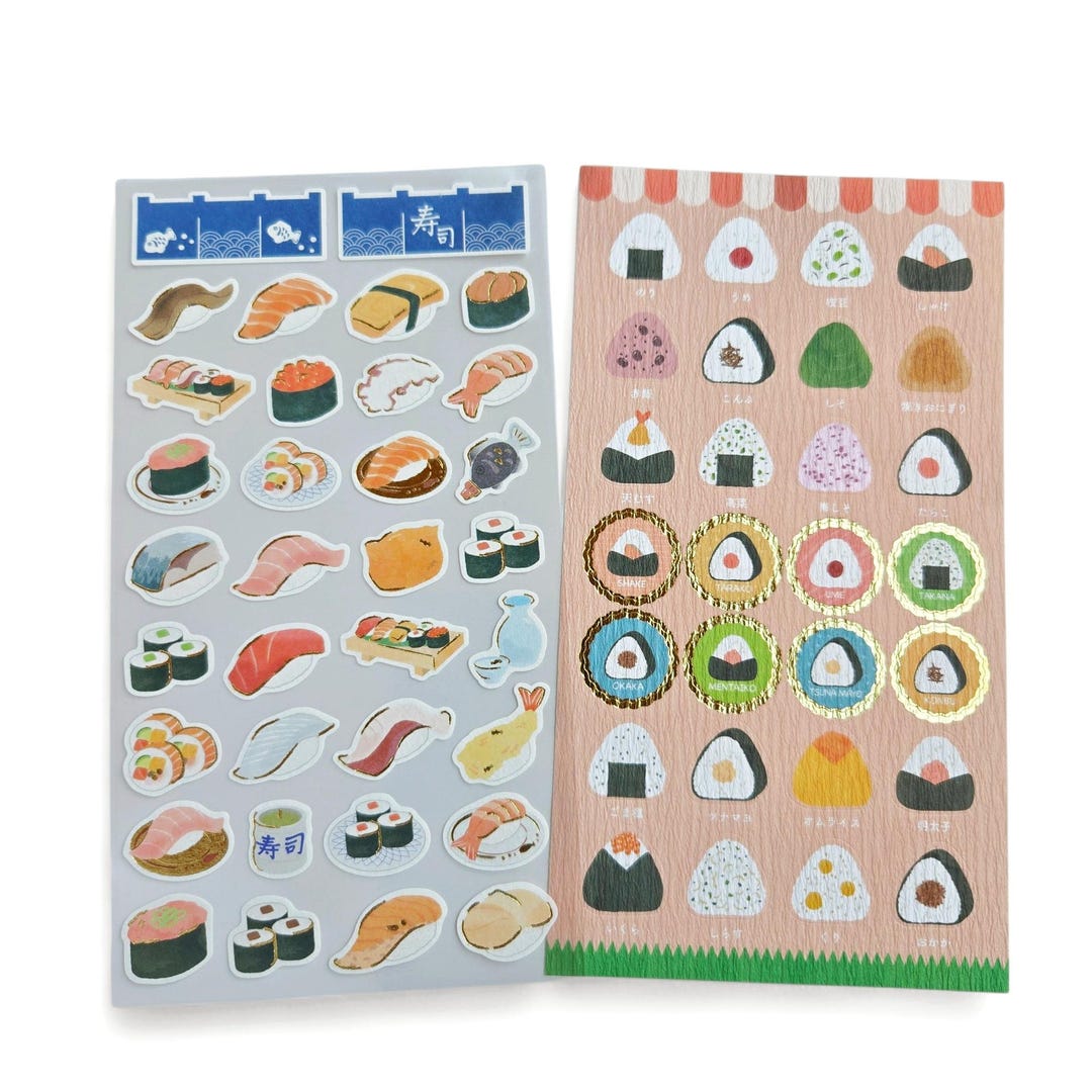 Onigiri Sushi Japanese Sticker Sheet, Envelope Letter Seal Planner ...