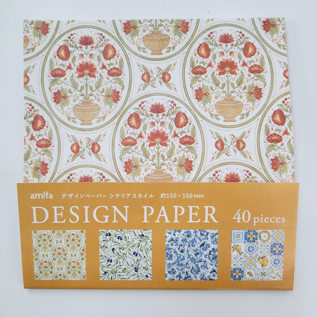 Sicilian Origami Scrapbook Paper, 6"x6", Lemon, Olive, Tile Art ...