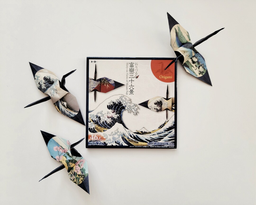 Origami Crane Folding Kit, Paper Crane Template, 36 Views of Mount Fuji ...