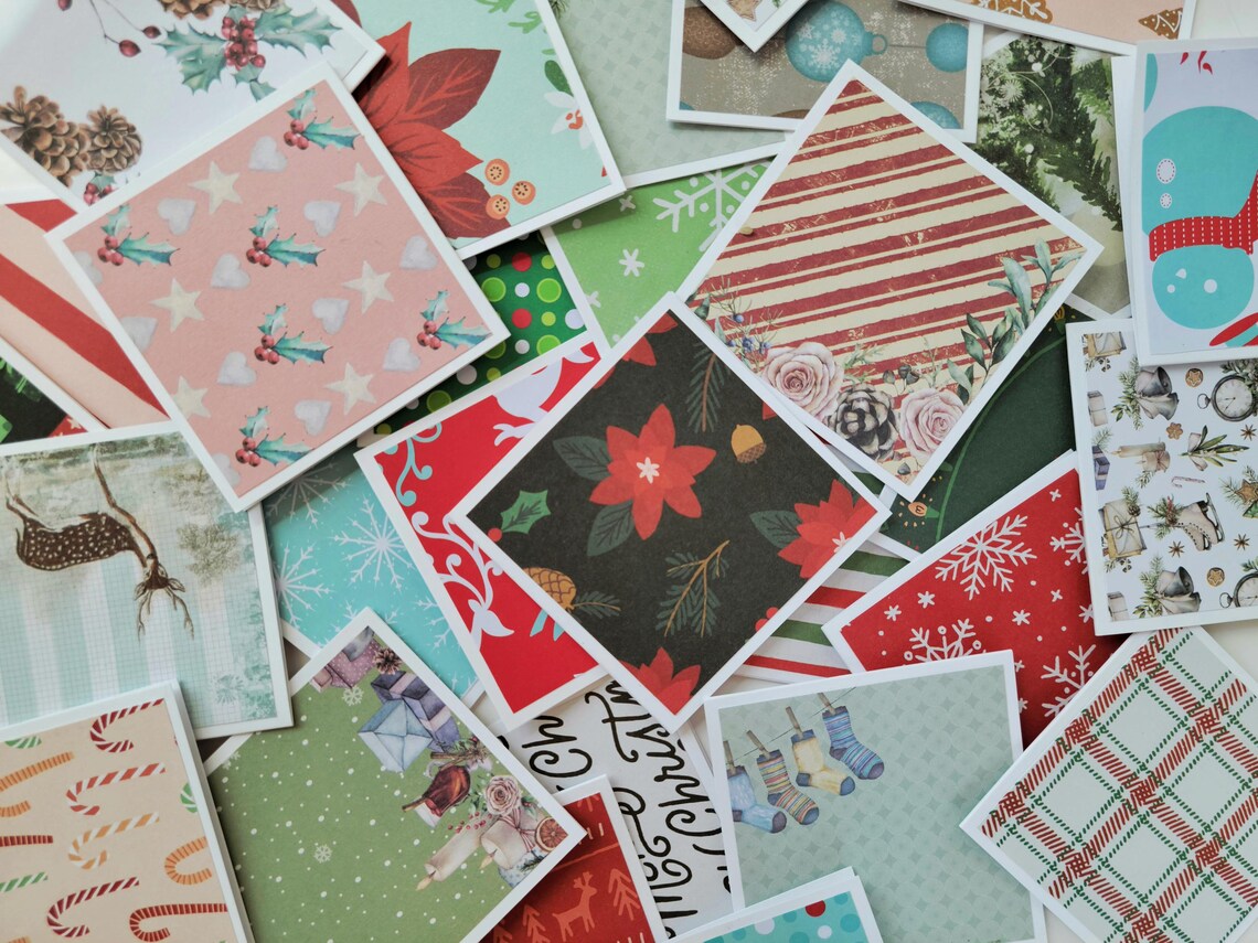 3"x3" BULK Christmas Mini Notecards, Assorted Blank Note Cards, Xmas ...
