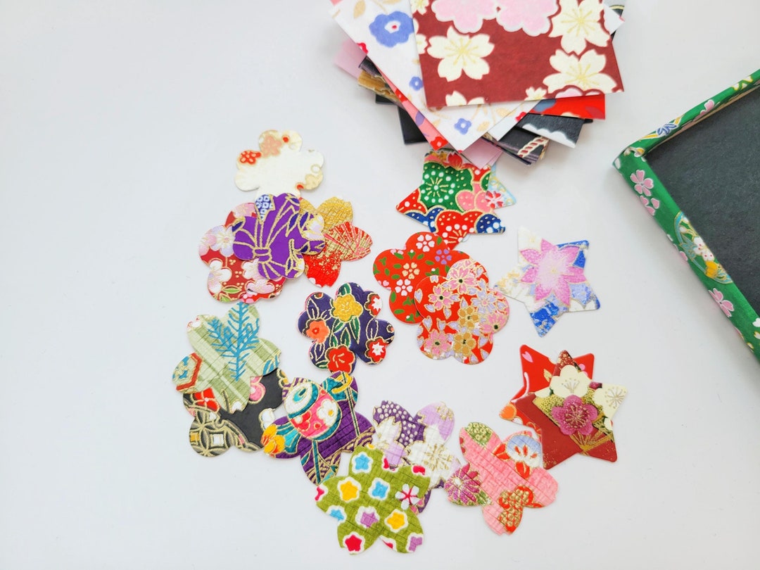 Yuzen Sticker Mini Paper Set, 6x6cm Origami Paper With Die Cut Stickers ...