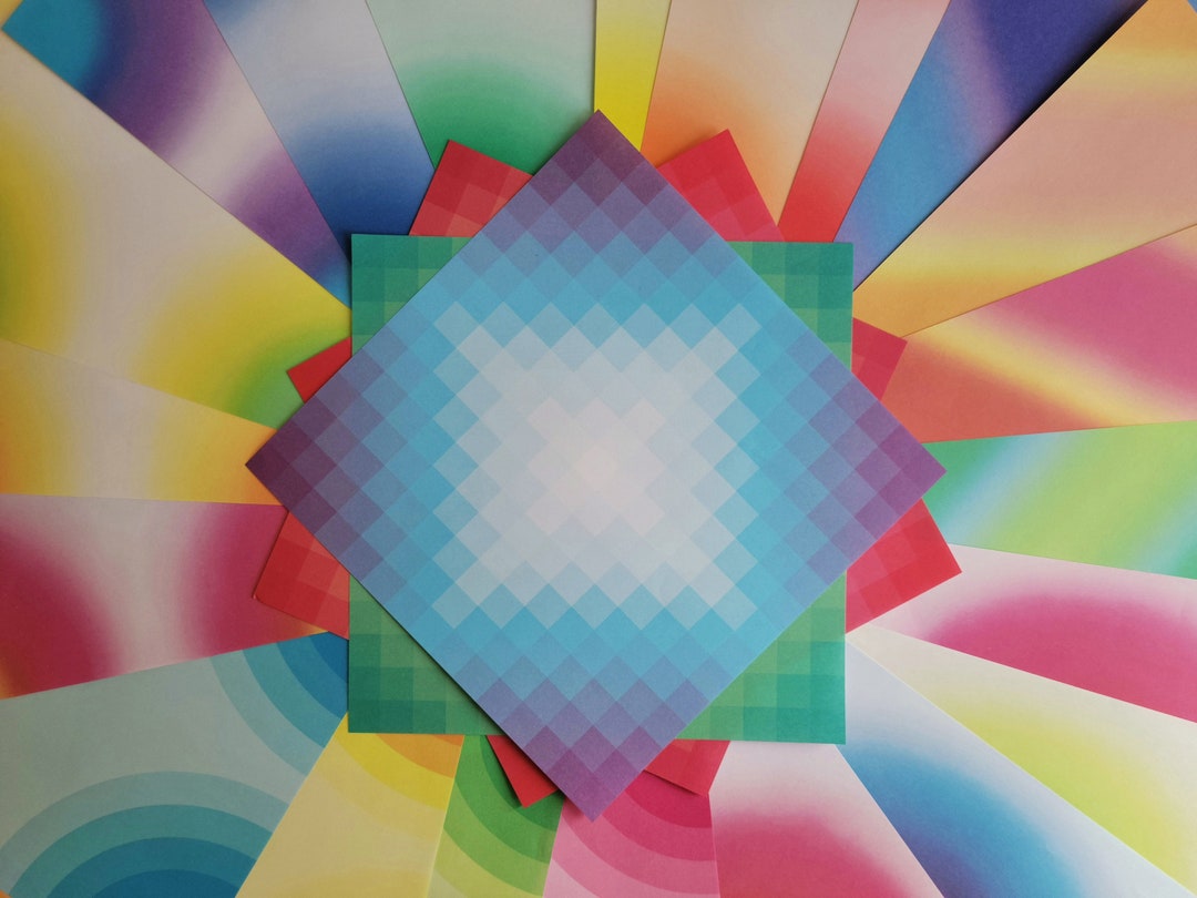 200 Gradient Origami Paper Pack, Harmony Fading Colors Chiyogami Paper ...