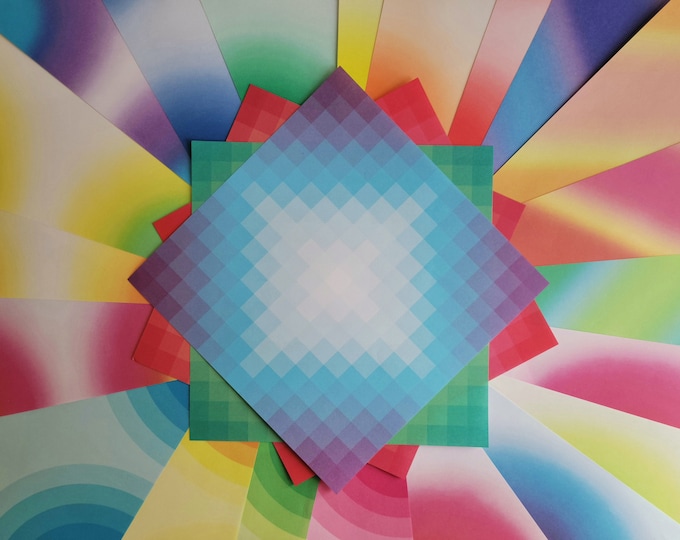 200 Gradient Origami Paper Pack, Harmony Fading Colors Chiyogami Paper ...