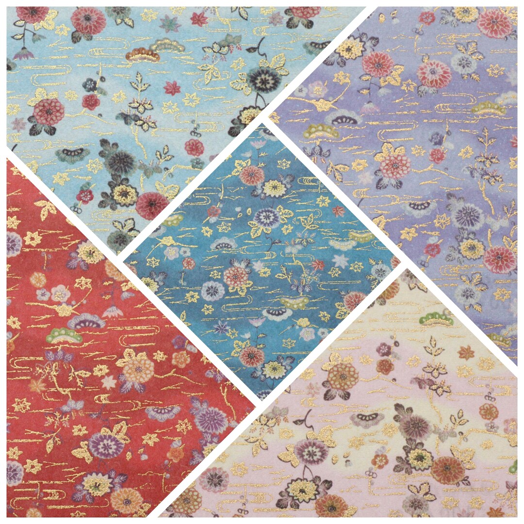 Large Yuzen Echizen Paper, Small Flowers, Kimono Motif, Origami Craft ...