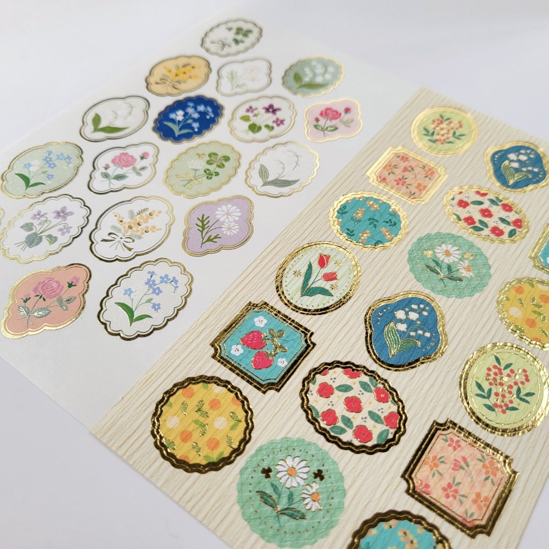 Retro Flower Envelope Seals W/gold Foil, 1 or 2 Pc, Embossed Pearl ...