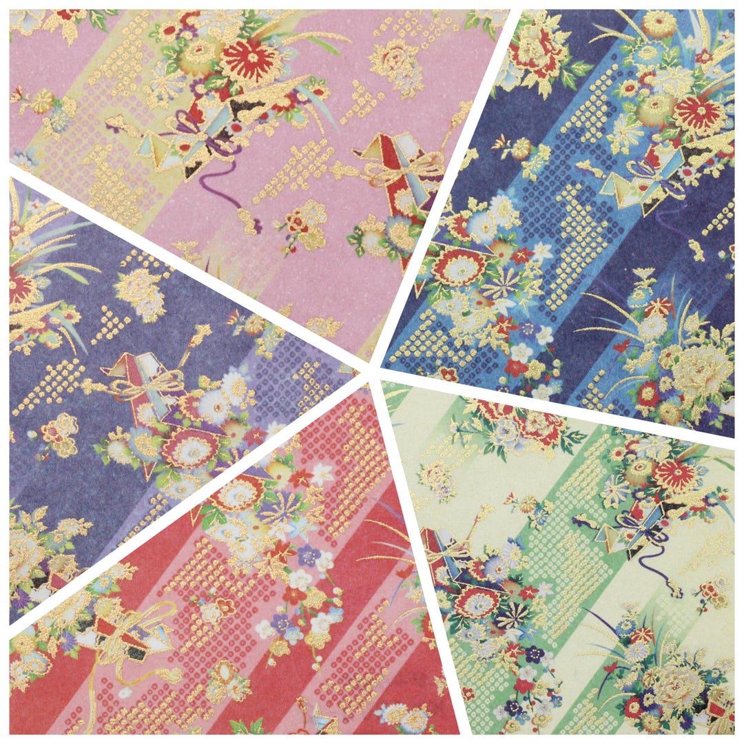 Flower Cart Large Yuzen Echizen Paper, Kimono Motif, Origami Craft ...