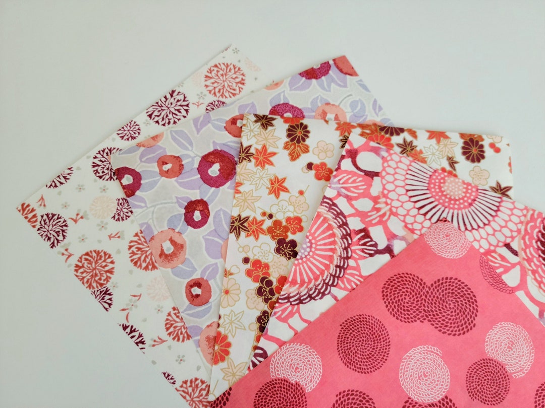 Red Yuzen Origami Paper Pack, 10 Sheet, 5 Patterns, Japanese Washi ...
