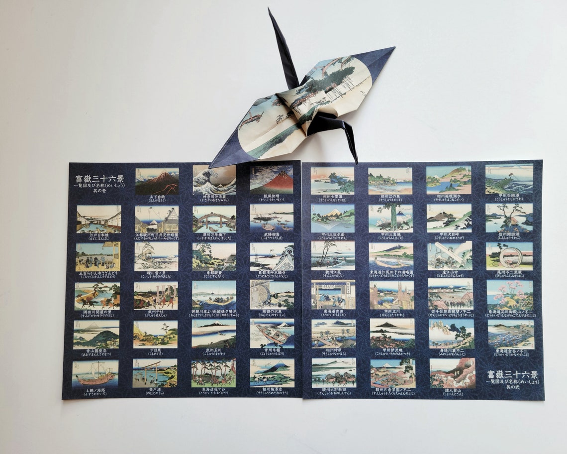 Origami Crane Folding Kit, Paper Crane Template, 36 Views of Mount Fuji ...
