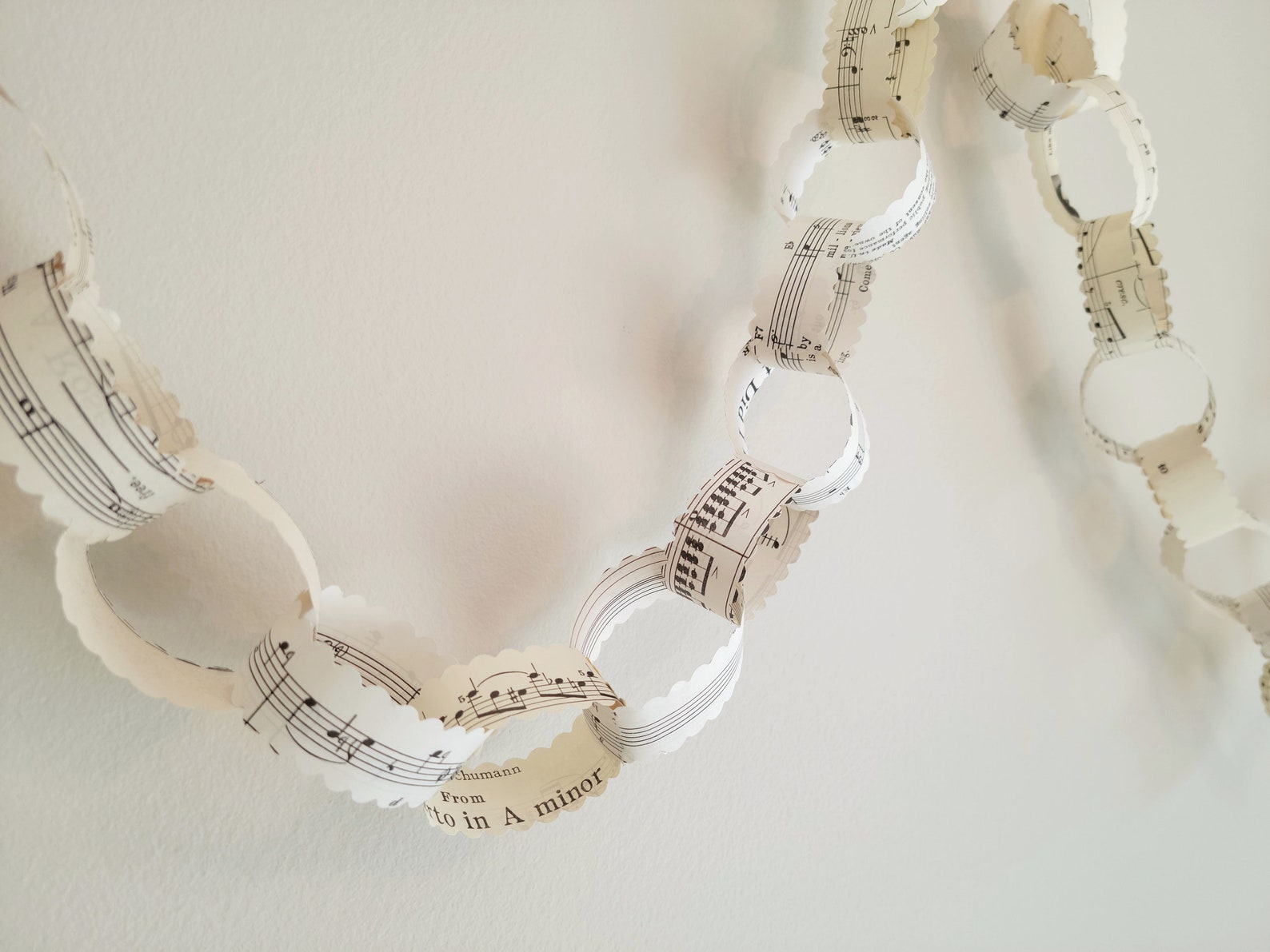 DIY Music Paper Chain Strips, Vintage Sheet Music Garland, Rustic ...